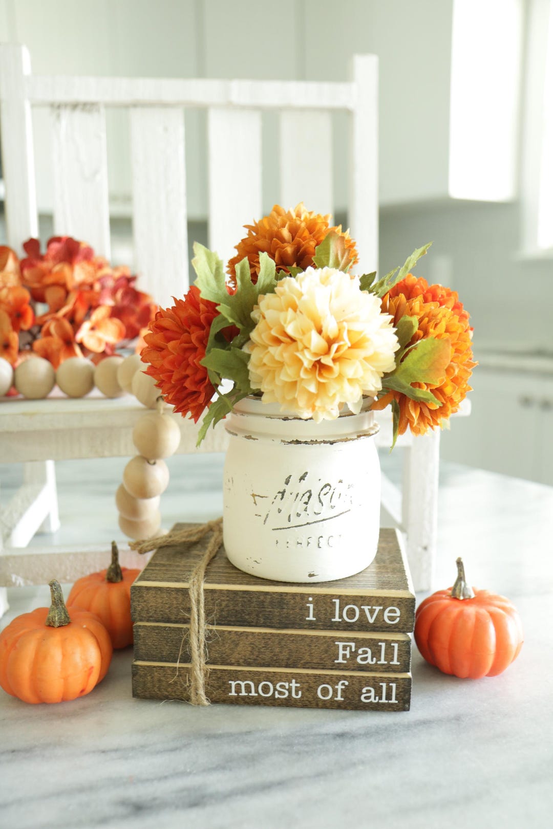 Fall Floral Arrangement-fall Tabel Decor-fall Mason Jar Centerpiece ...