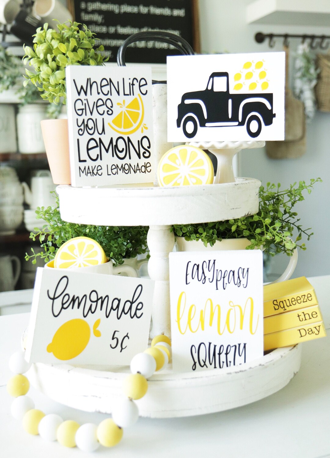 Set of 4-lemon Signs-fresh Squeezed Lemons-lemonade-small Lemon Decor ...