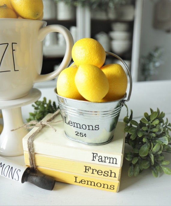 Galvanized Lemon Bucket-Summer Decor-Lemon Decor-Lemon-Fruit | Etsy