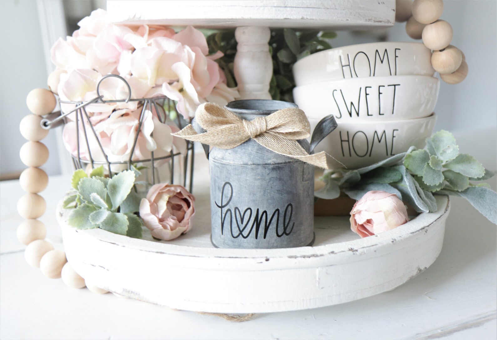 Home Galvanized Bucket-tier Tray Decor-black Check - Etsy