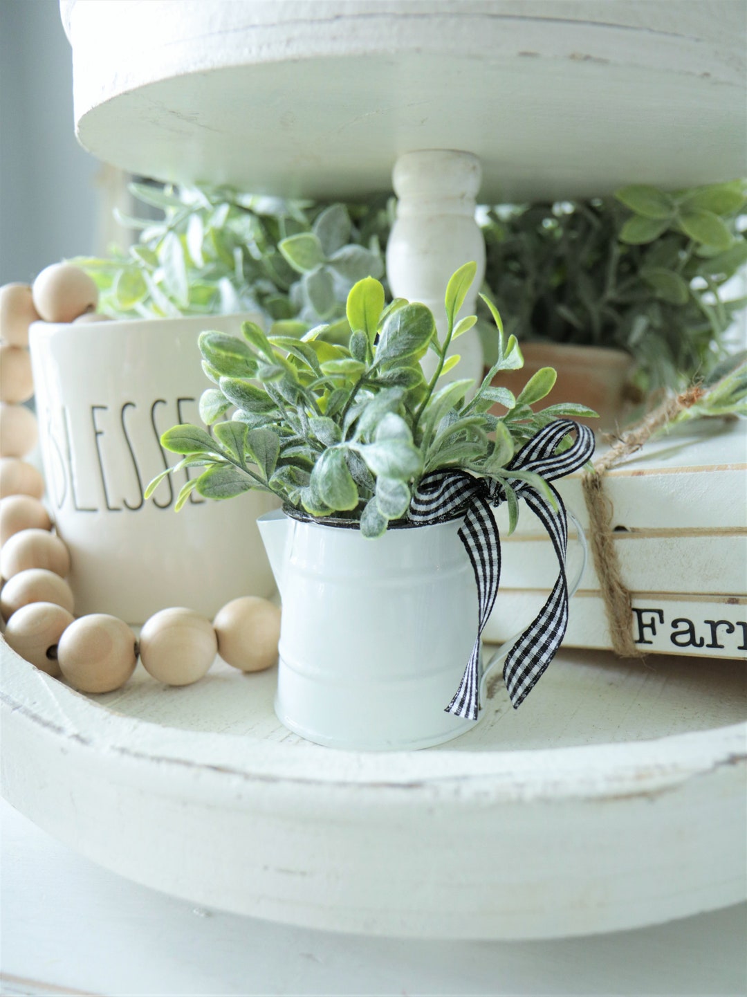 White Metal Creamer-tier Tray Farmhouse Decor-tier Tray Plant-tier Tray ...