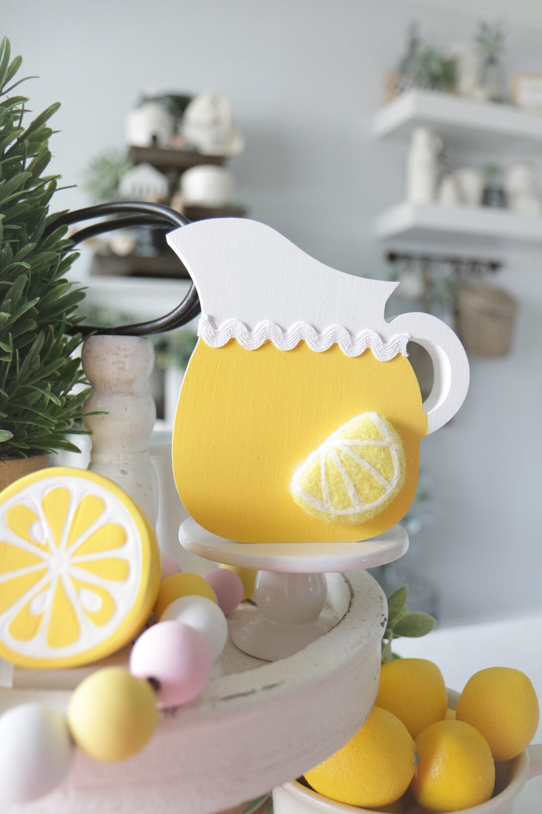Lemonade Pitcher-summer Decor-lemon Decor-lemon-lemon - Etsy