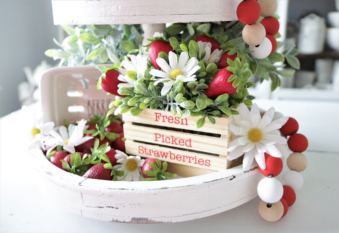Strawberry Wooden Crate-summer Decor-strawberry Decor-tier - Etsy