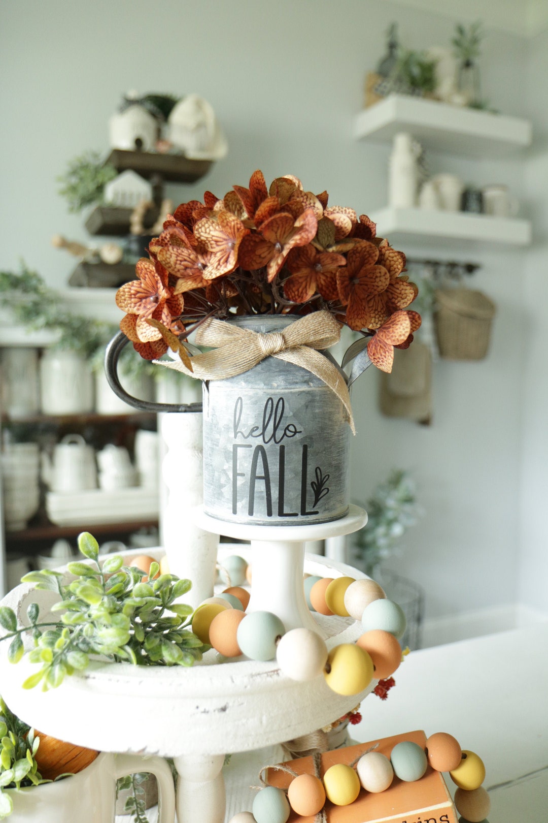 Galvanized Fall Floral Arrangement-fall Arrangement-fall Decor-tier ...