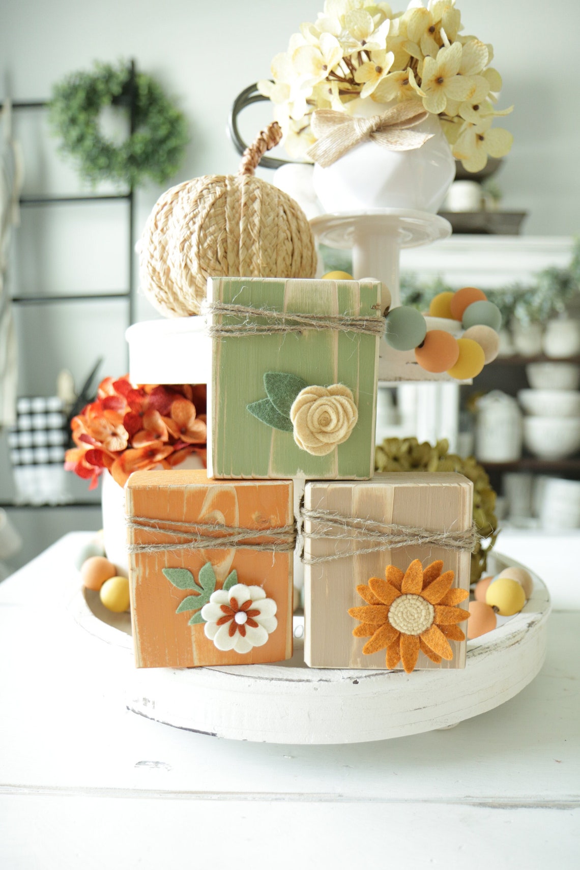 3 Fall Blocks-wood Fall Decor-fall Sign-autumn-mini Signs-tier - Etsy