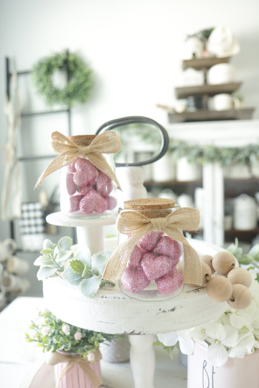 Valentine Pink Hearts-sweets-valentines Tier Tray Decor-valentines Day ...