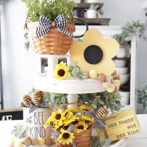 Honey Bee Basket-buffalo Check Decor-coffee Bar Decor-tiered Tray ...