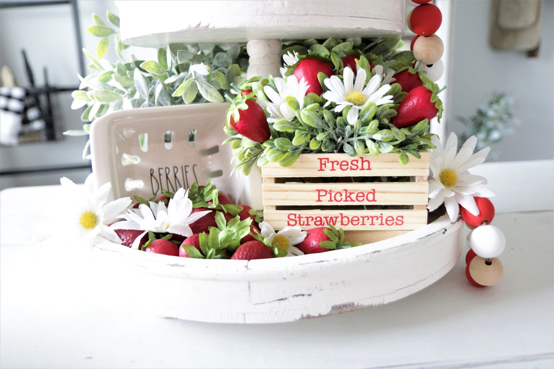 Strawberry Wooden Crate-Summer Decor-Strawberry Decor-Tier | Etsy