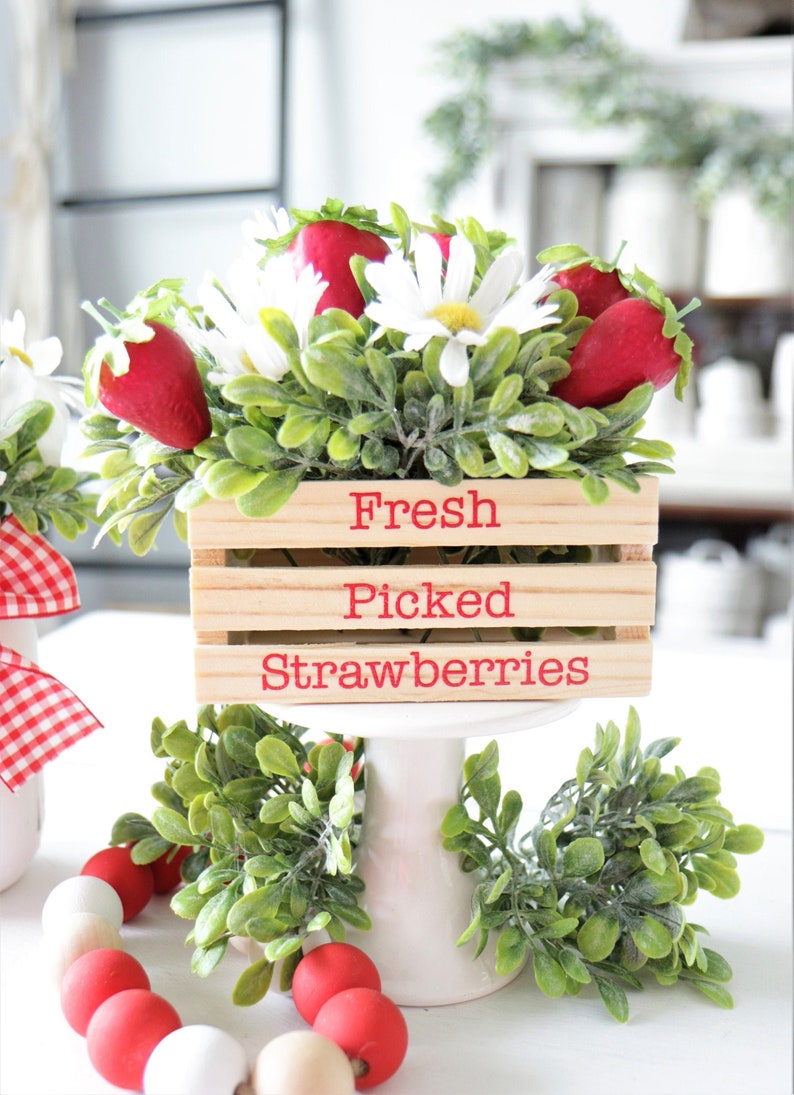 Strawberry Wooden Crate-summer Decor-strawberry Decor-tier - Etsy