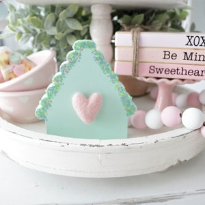 Mini Wood House-wooden House-valentines Decor-valentines Day Decor-pink ...