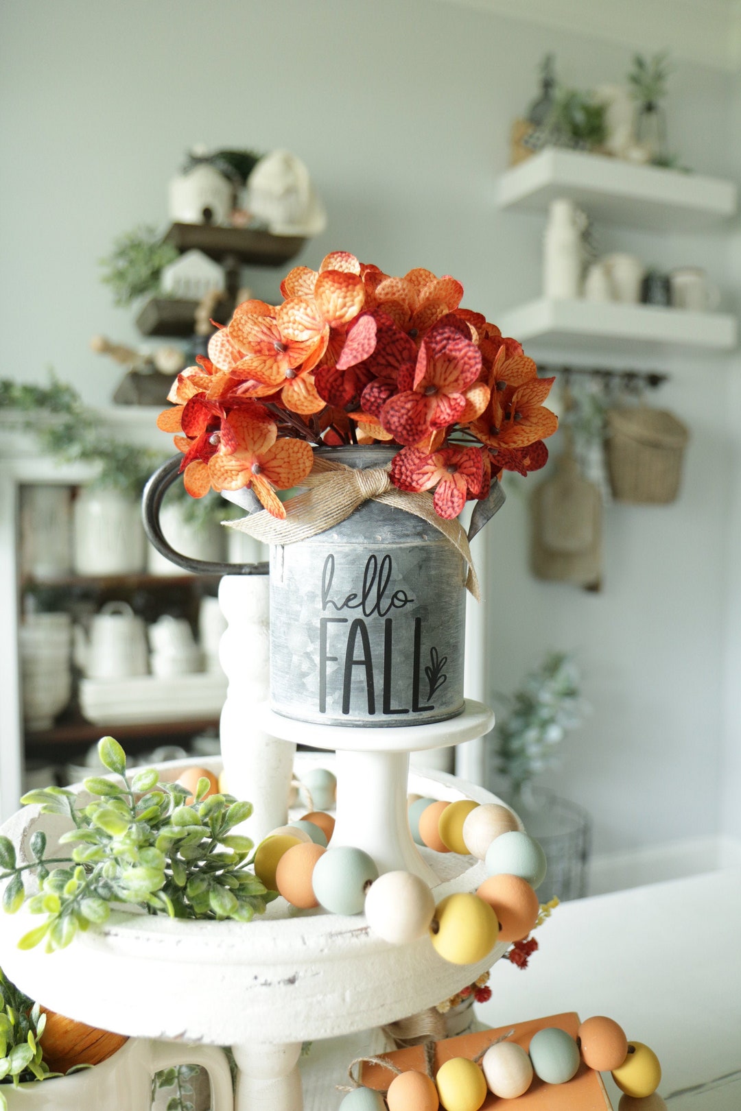 Galvanized Fall Floral Arrangement-fall Arrangement-fall Decor-tier ...