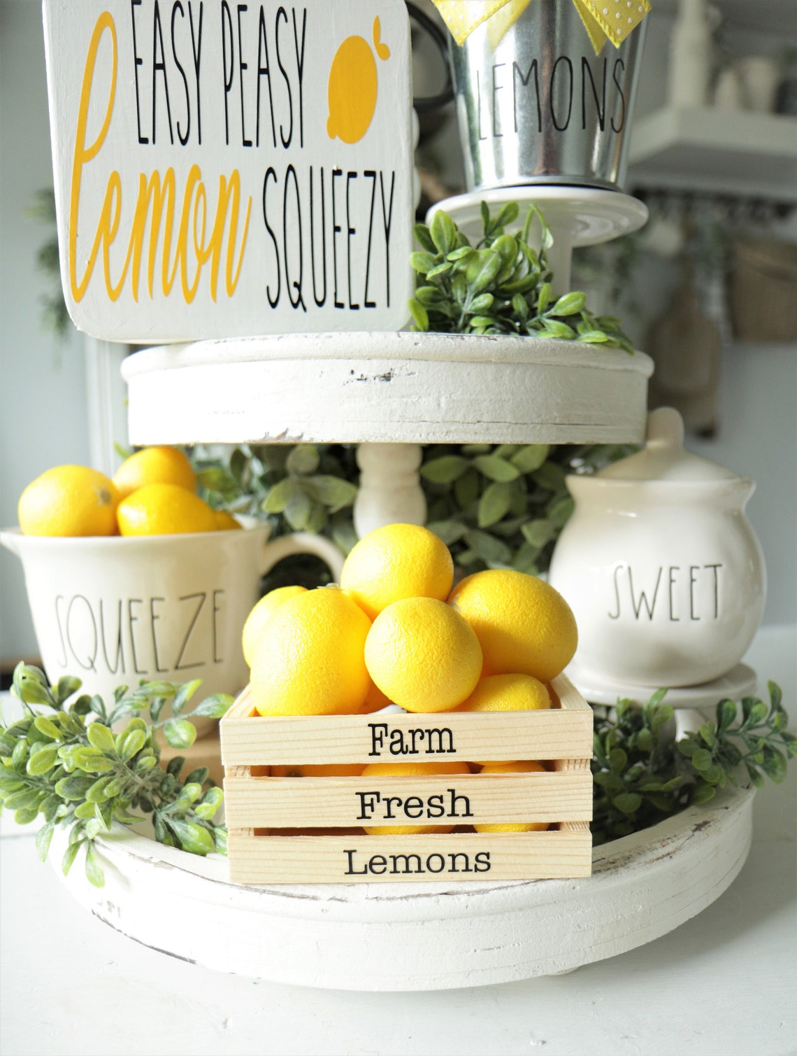Lemon Wooden Crate-farm Fresh Lemonssummer Decor-lemon - Etsy