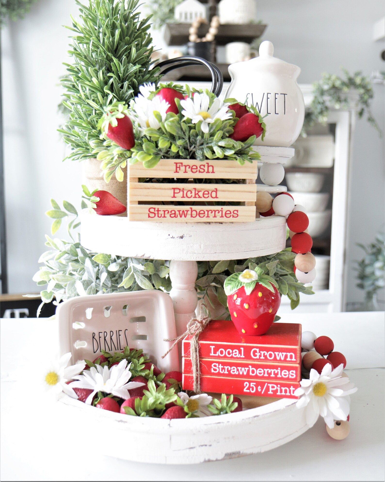 Strawberry Wooden Crate-Summer Decor-Strawberry Decor-Tier | Etsy