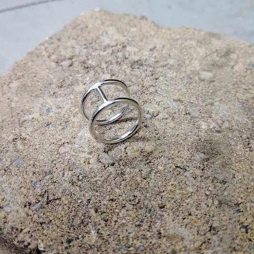 Sterling Silver Double Ring Silver Cage Ring Simple Ring - Etsy