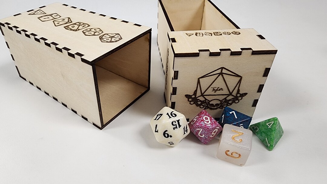 Custom Magnetic Wooden Dice Box With Dice Pattern - Etsy