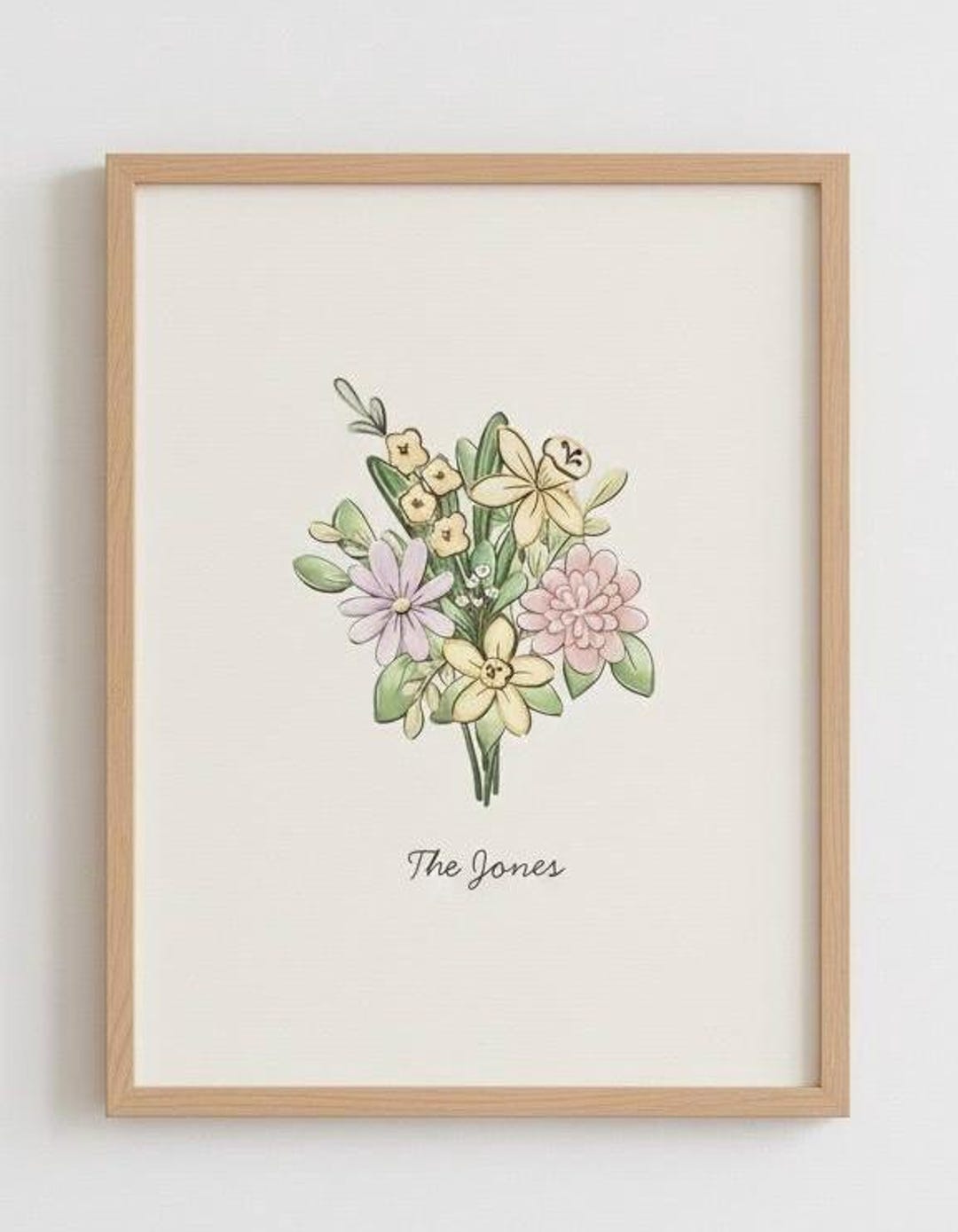 Custom Lush Birth Flower Bouquet Digital Art | Personalized Family ...