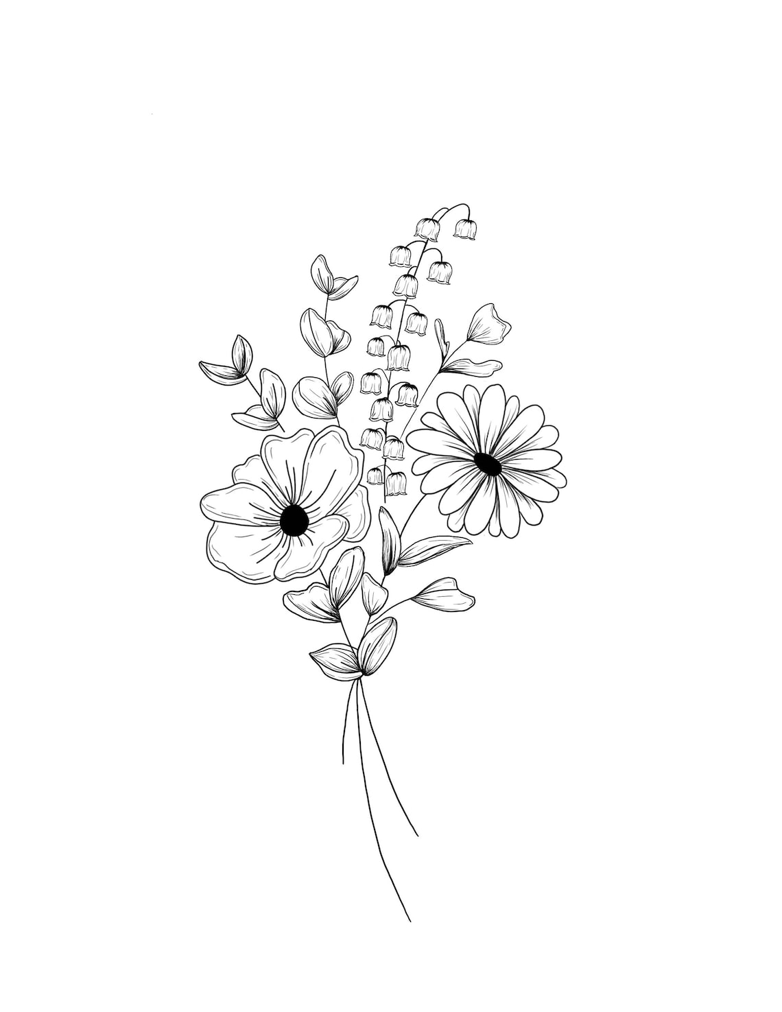 Custom Birth Flower Tattoo Design Birth Flower Bouquet - Etsy Canada
