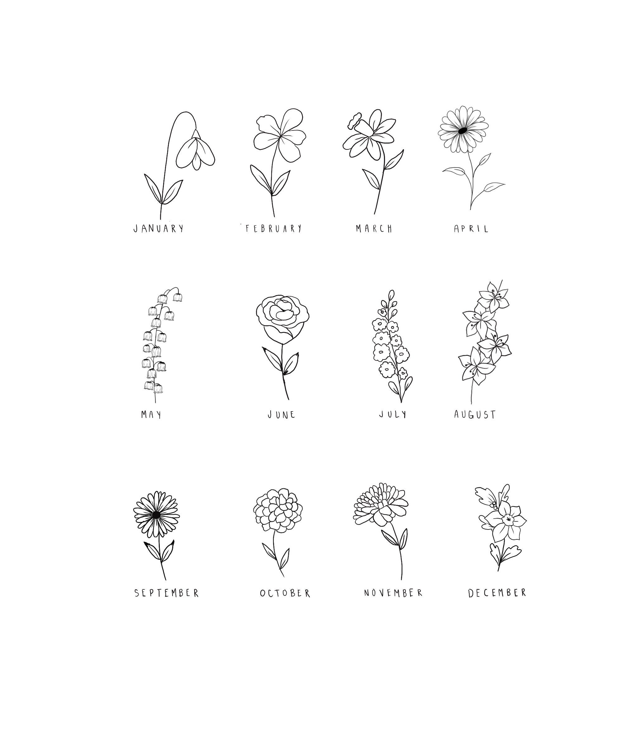 Custom Birth Flower Tattoo Design Birth Flower Bouquet - Etsy Canada