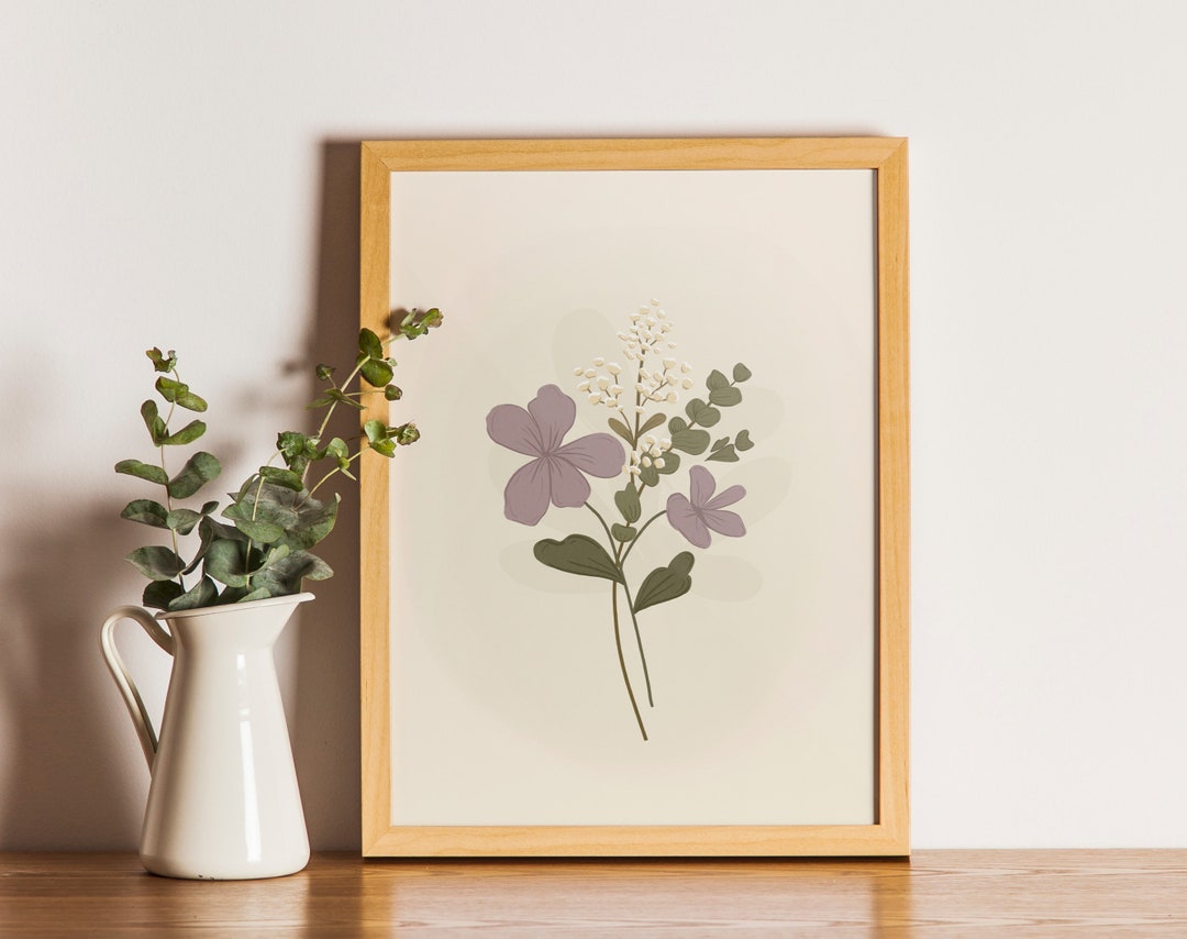 February Birth Flower Digital Print | Birth Flower Print | Violet Wall ...
