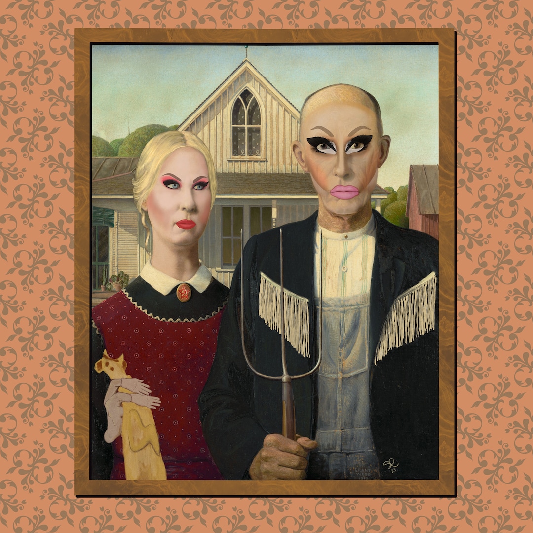 Digitaldruck Download Trixie und Katya in Grant Woods American Gothic ...