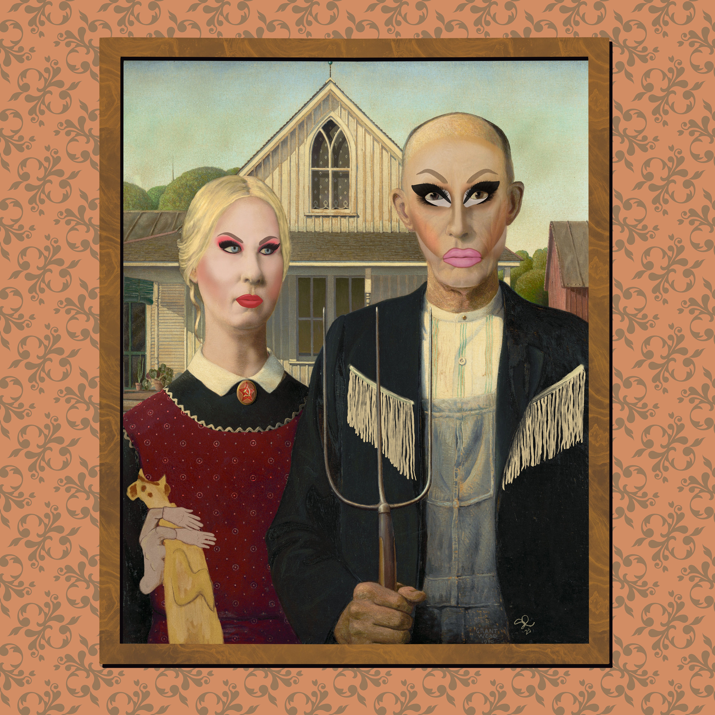 Trixie and Katya Grant Wood American Gothic Painting Spoof Printable ...