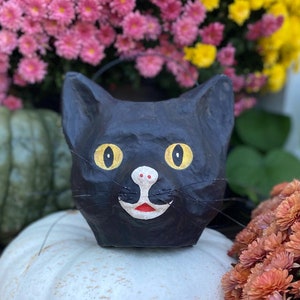 Vintage Black Cat Candy Bucket, Folk Art Halloween Decor - Etsy