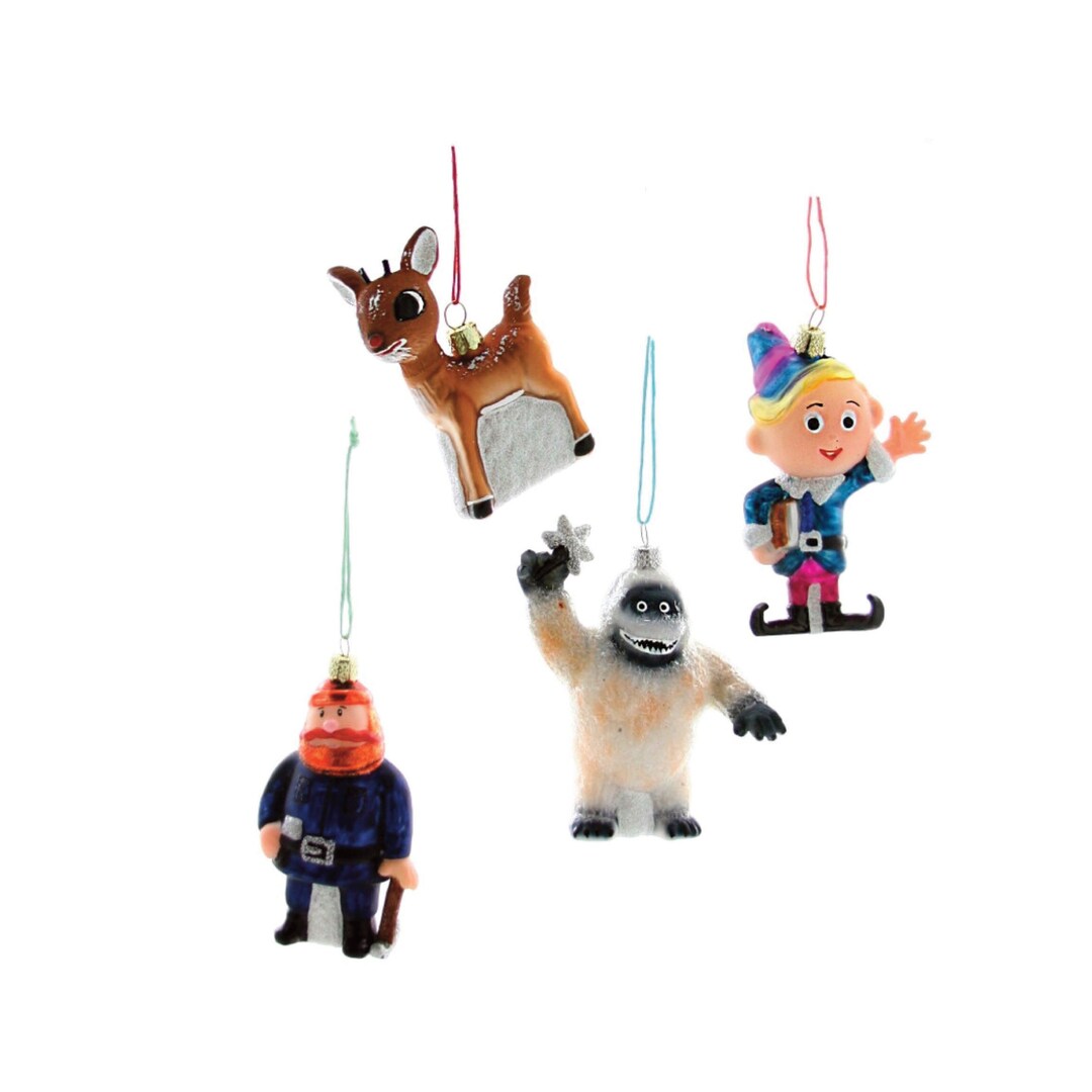 Retro Rudolph Characters, Glass Holiday Movie Ornament - Etsy