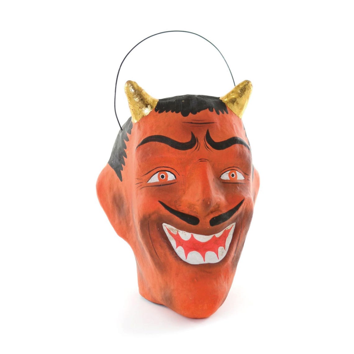 Mischievous Devil Bucket With Gold Horns, Paper Mache Halloween ...