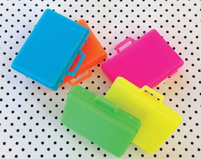 3 Mini Neon Suitcases, Miniature Suitcase Bag Purse, Plastic Doll ...