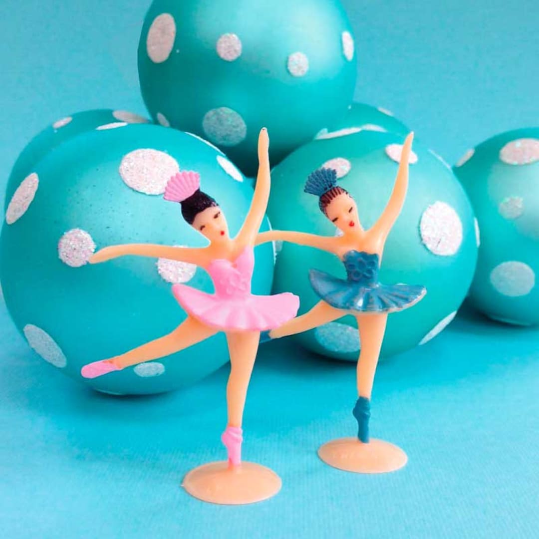 Miniature Ballerinas, 12 Retro Ballet Dancer Figurines in Pink & Blue ...