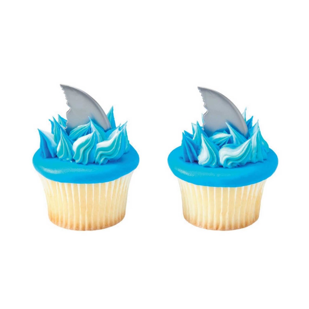 Shark Fin Cake Toppers pack of 12, Shark Birthday Party Decor, Under ...