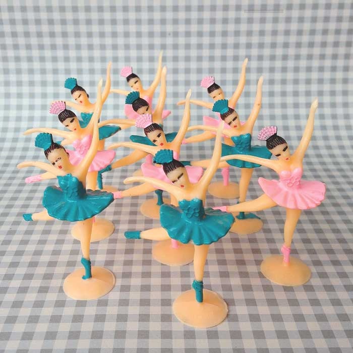 Miniature Ballerinas, 12 Retro Ballet Dancer Figurines in Pink & Blue ...