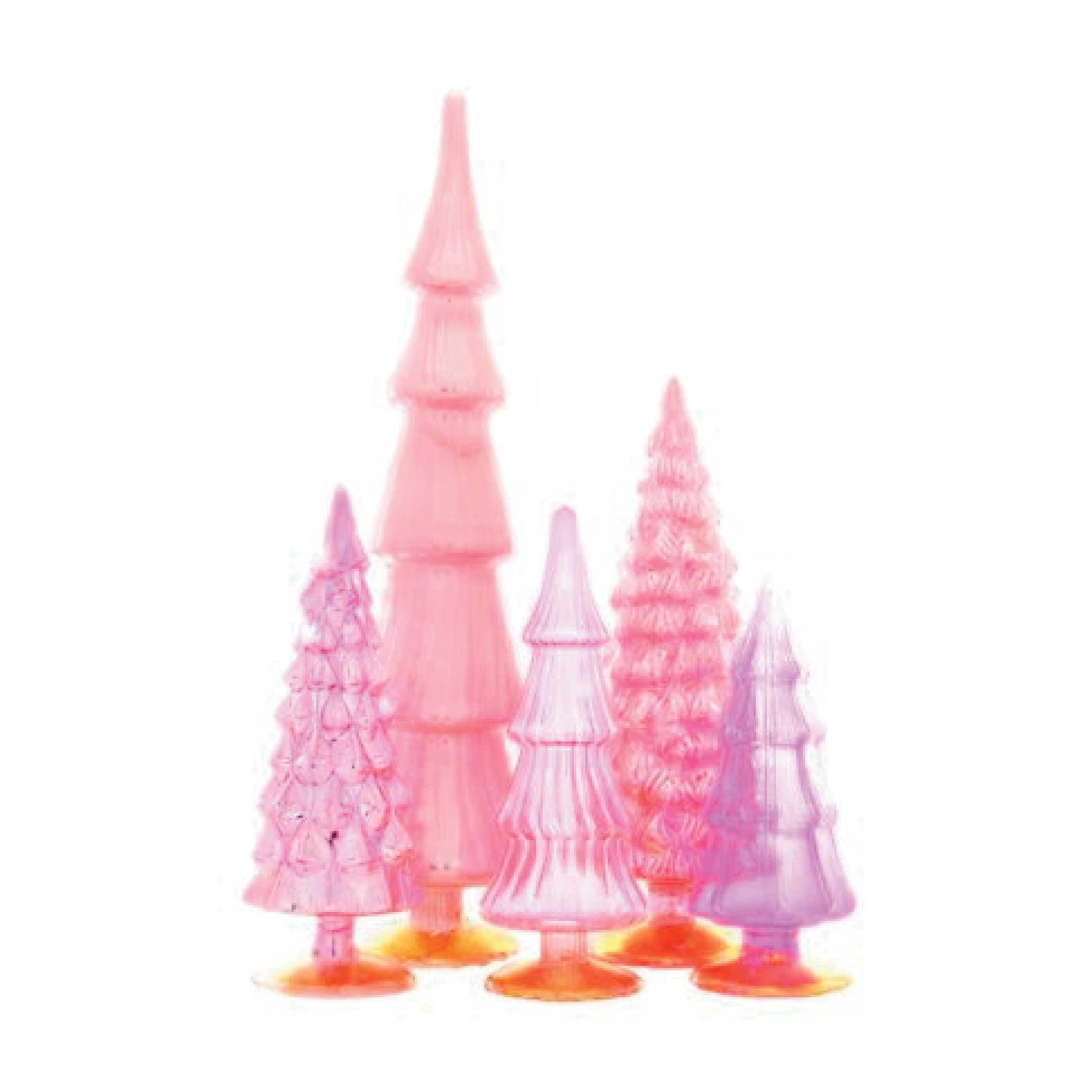 Pink Hue Large Glass Christmas Tree Set of 5 17 - Etsy