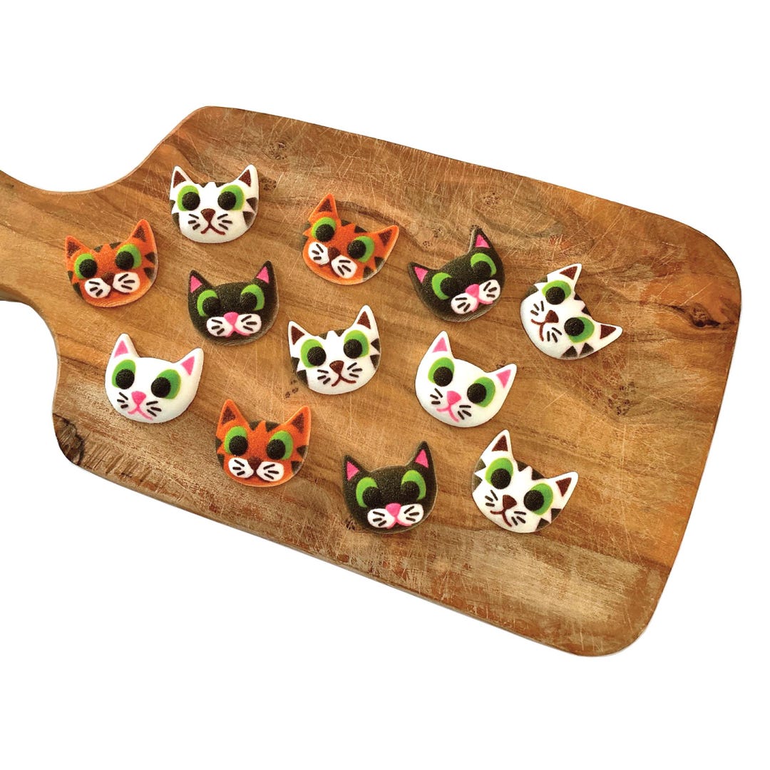 12 Edible Cat Sugars, Kitty Cake Toppers, Animal Party Cake De Cons - Etsy