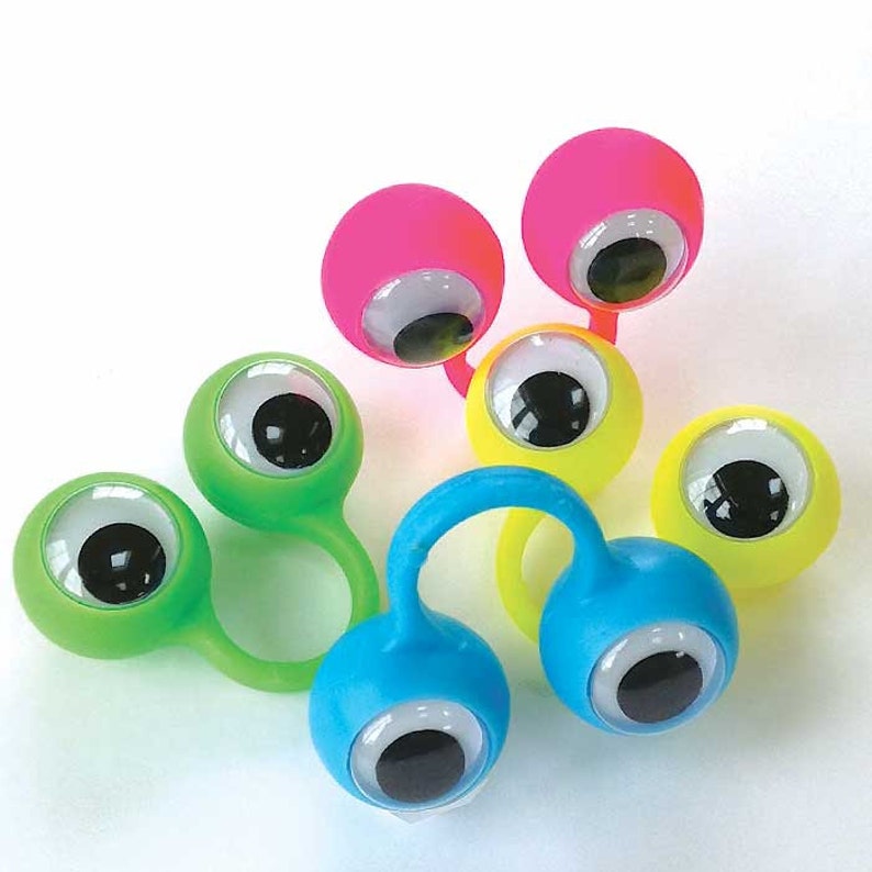 Small Googly Eye Plastic Rings 6 Eyeball Finger Monster | Etsy