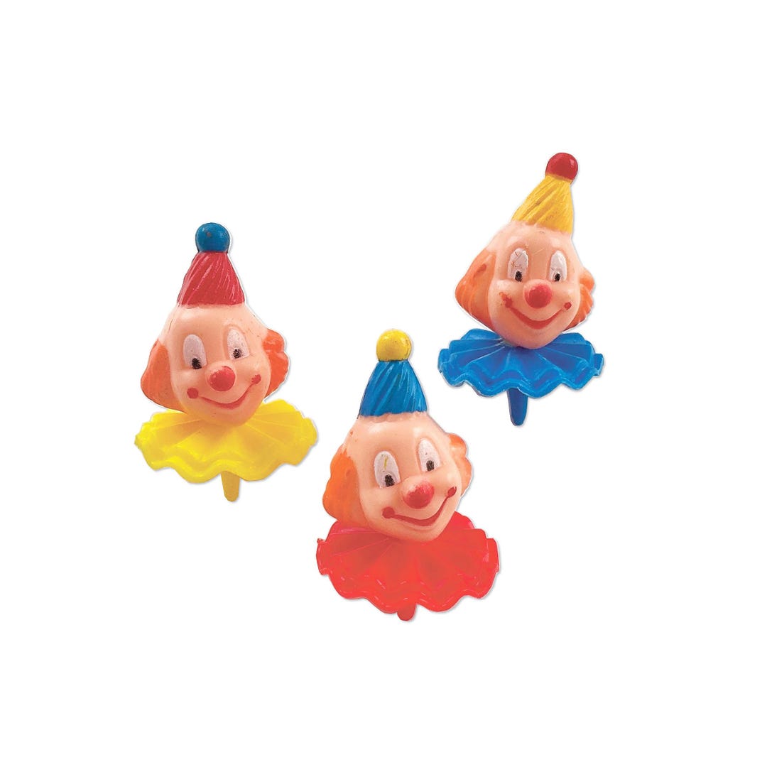 Clown Cake Toppers (8), Circus Party Supplies, Vintage Style Cupcake ...