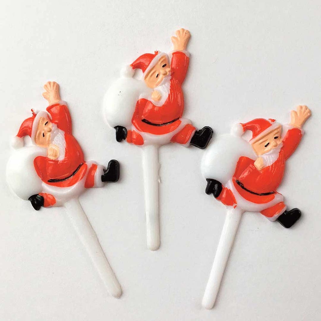 Leaping Santa Cupcake Picks (12), Santa Toppers, Santa With Pack ...