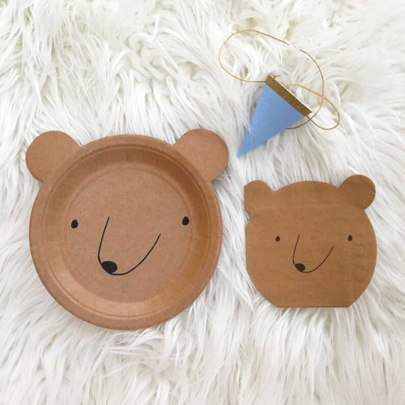 Bear Paper Plates set of 12 Animal Shaped Partyware Meri | Etsy