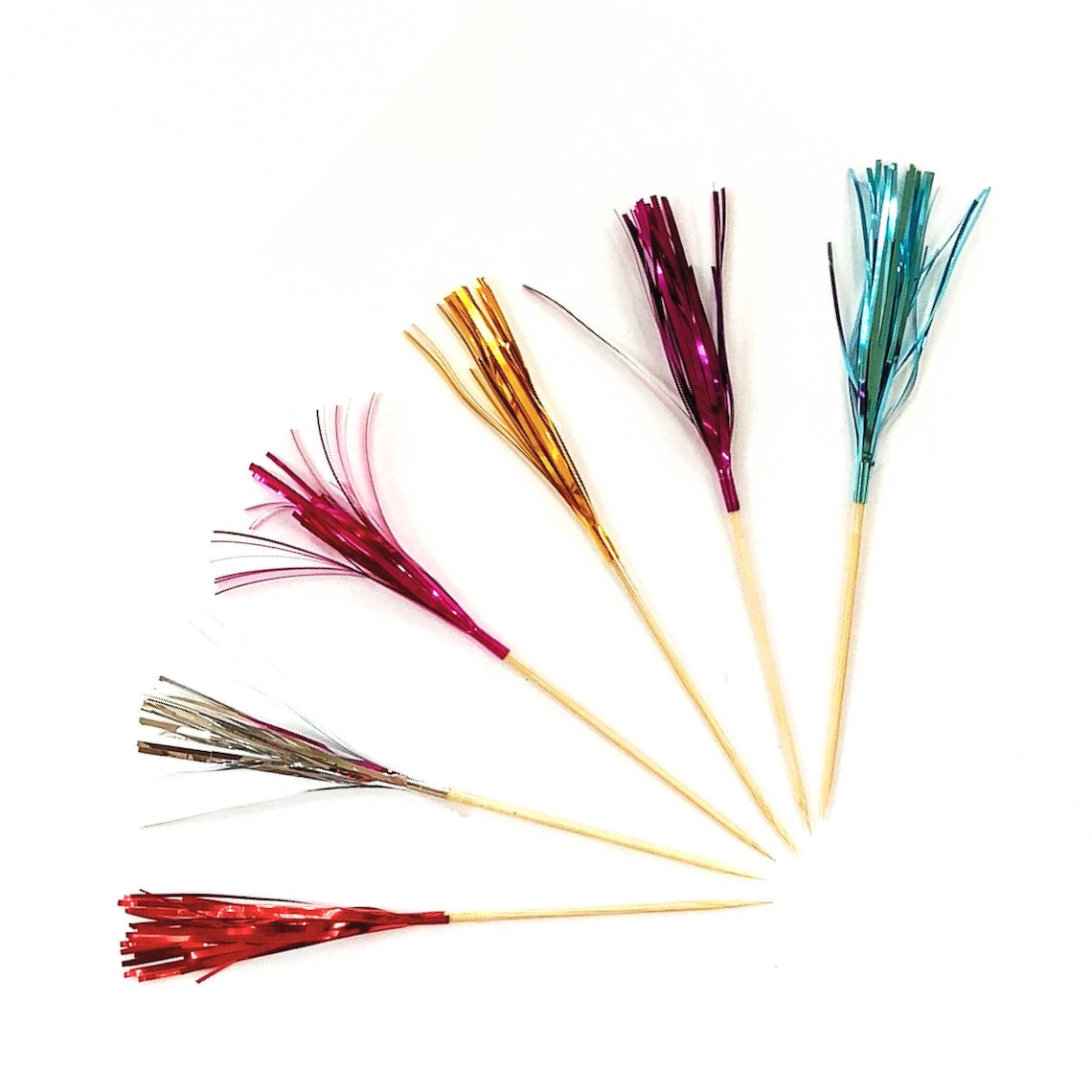 Mylar Spray Picks 6 Foil Cascade Fiesta Party Cake Toppers | Etsy