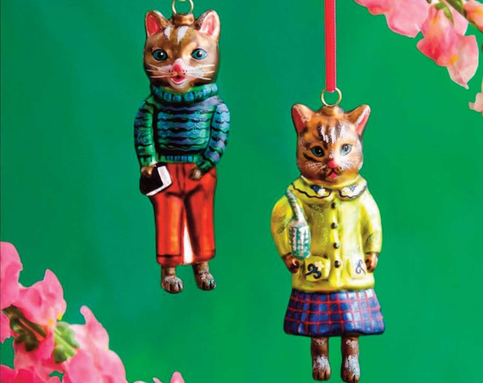 Cat Couture Ornament, Nathalie Lété Dressed Kitty Tree Decoration - Etsy