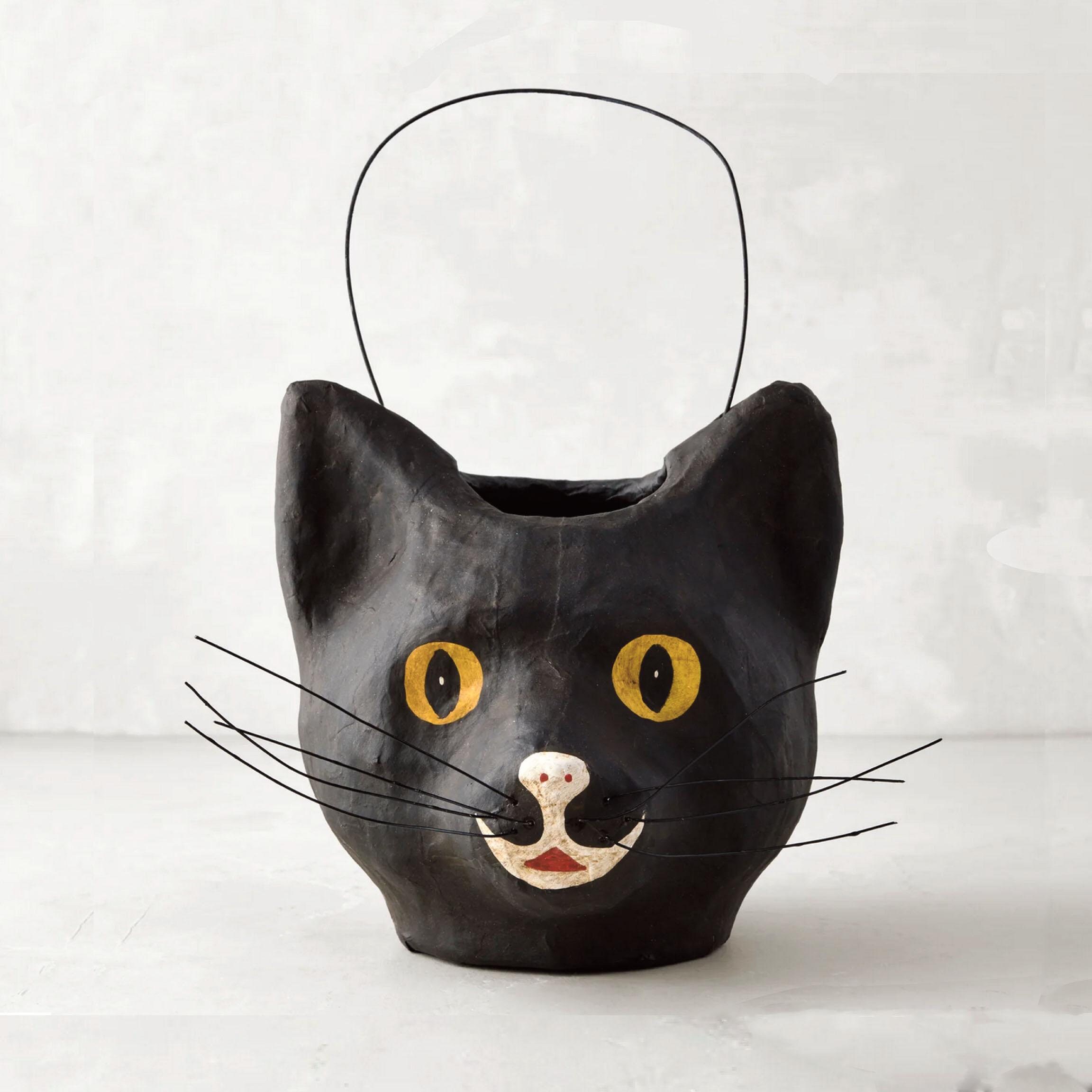 Vintage Black Cat Candy Bucket, Folk Art Halloween Decor - Etsy
