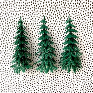 12 Medium Pine Tree Cake Toppers, 4-inch Plastic Evergreens, Miniature ...