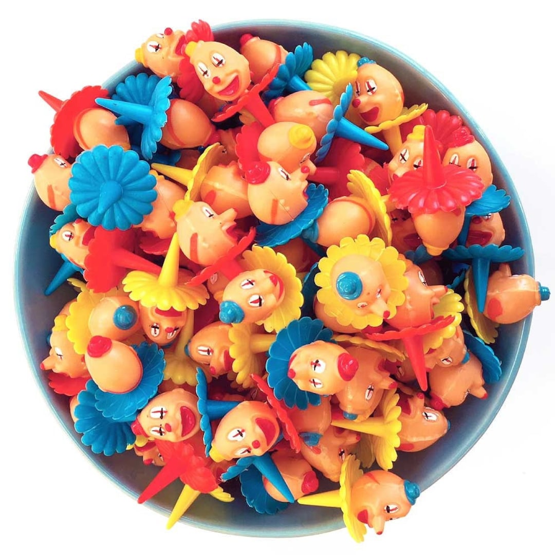 Clown Cake Toppers (12), Carnival Party Supplies, Vintage Style Cupcake ...