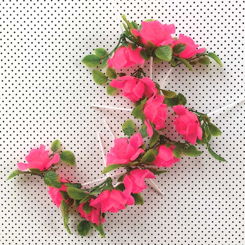 12 Pink Roses Cupcake Toppers, Rose Cake Picks, Plastic Floral Garland ...