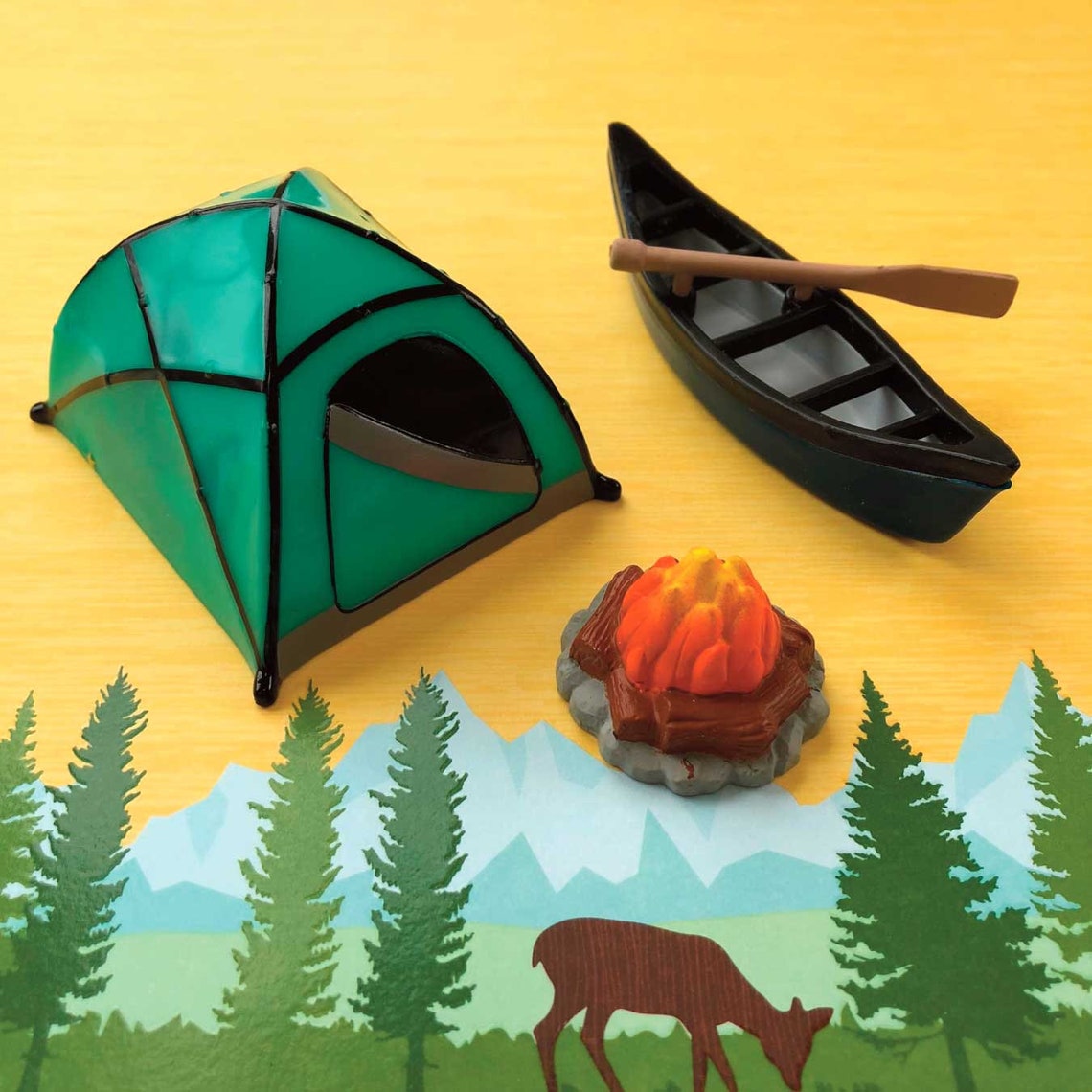 Camping Cake Topper 4 Pieces Tent Canoe Oar Campfire - Etsy