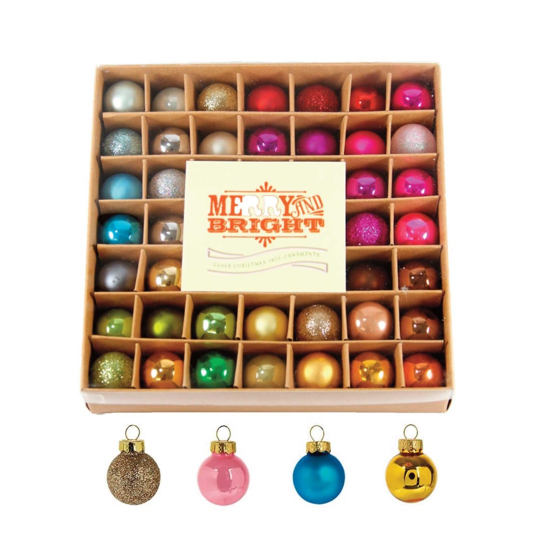 Christmas Baubles, Tiny Glass Balls, Mini Christmas Ornaments, Set of ...