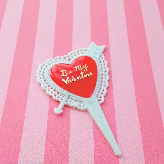 Valentine Heart Cake Picks (12), Be My Valentine Cupcake Toppers, Lace ...