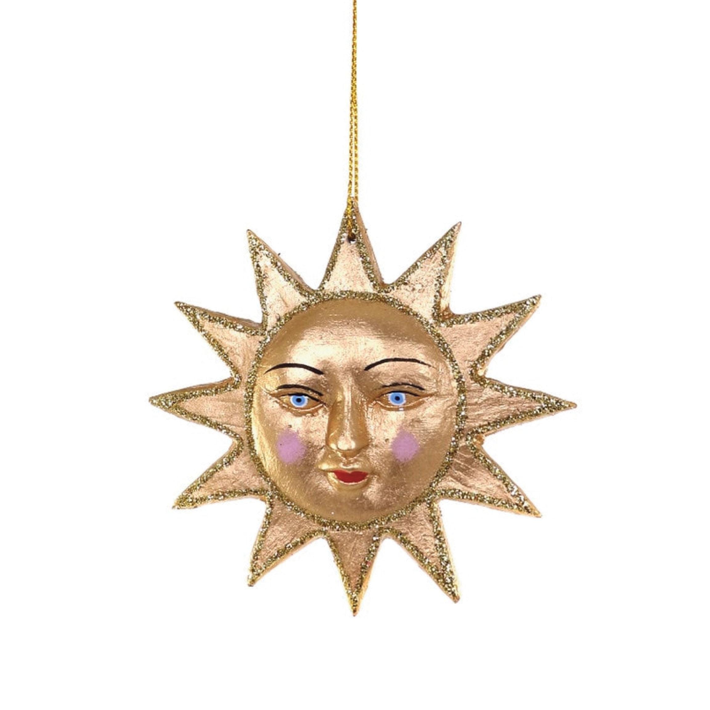 Sunshine Face Ornament, Gilded Star - Etsy
