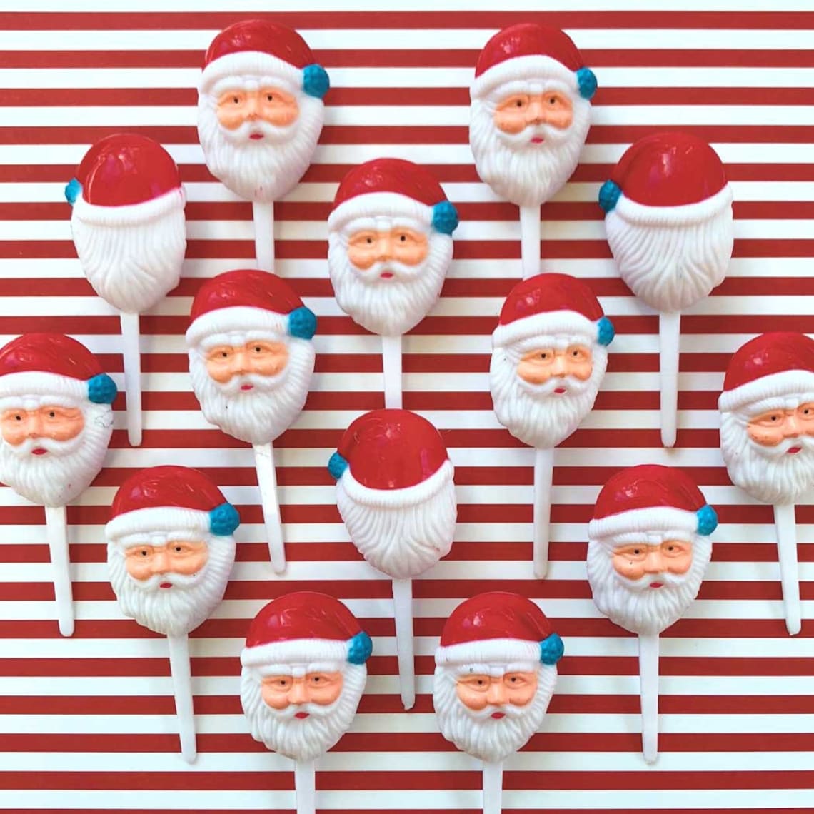 Puffy Santa Picks (12), Santa Cake Topper, Retro Christmas Cupcake ...