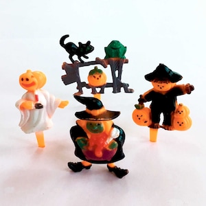 Vintage Halloween Toppers (6), 3D Cake Picks, Folklore Craft Supplies ...